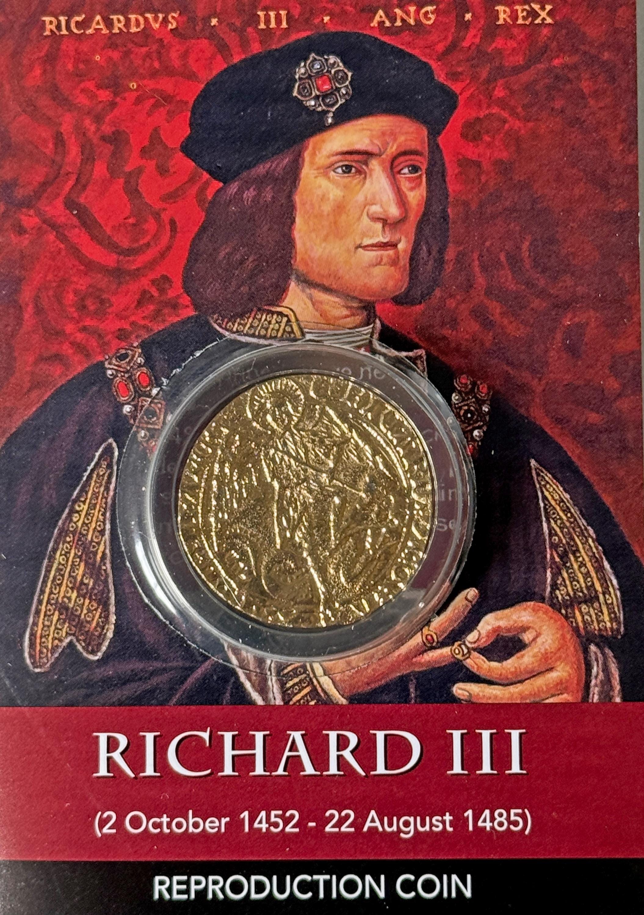 REPRODUCTION Medieval Coin Richard III gold plated ANGEL in informatio ...