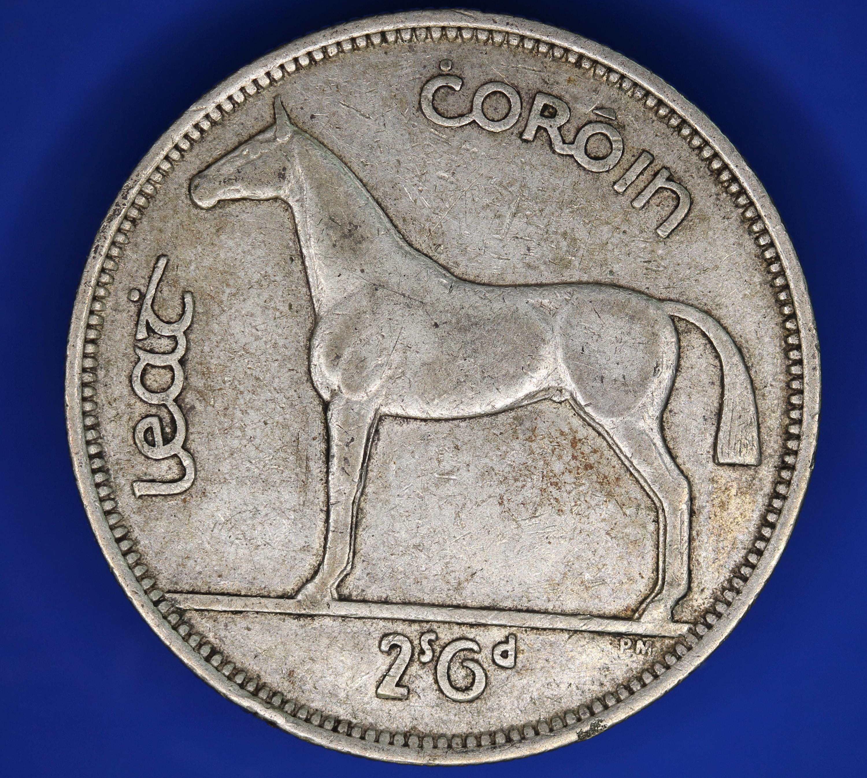 GENUINE 1940 Irish Half Crown 2/6 Ireland EIRE coin, 75% silver, Irish ...